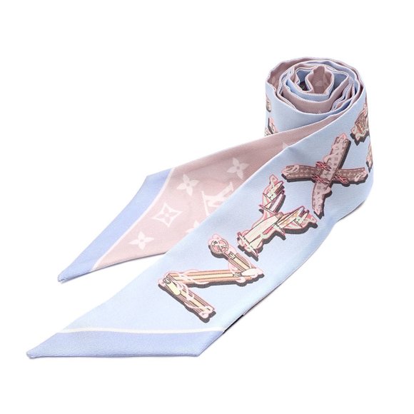Louis Vuitton | Accessories | Louis Vuitton Scarf Bandeau Bb Lvme Womens Light Blue Pink Silk ...